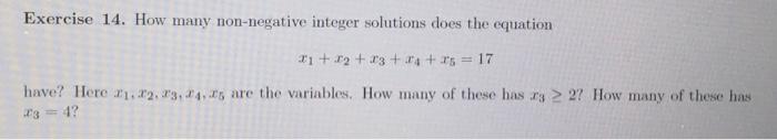 Solved Exercise 14 How Many Non Negative Integer Solutions 3765