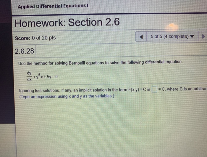 Solved Applied Differential Equations i Homework: Section | Chegg.com