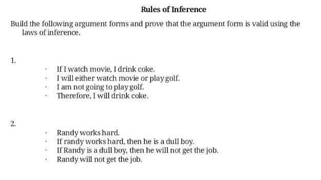 Solved Rules of Inference Build the following argument forms | Chegg.com