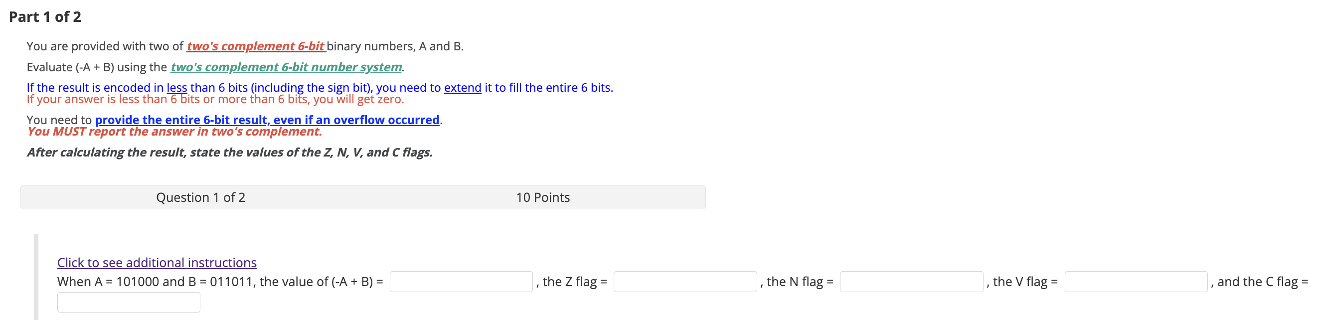 Solved You are provided with two of two's complement 6-bit | Chegg.com