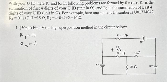 Solved With your UID, here R1 and R2 in following problems | Chegg.com