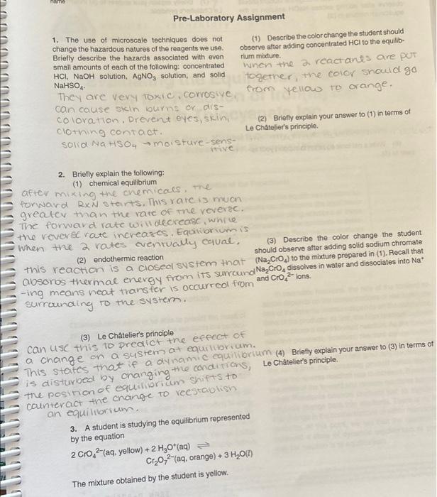 Solved Pre-Laboratory Assignment 1. The use of microscale | Chegg.com