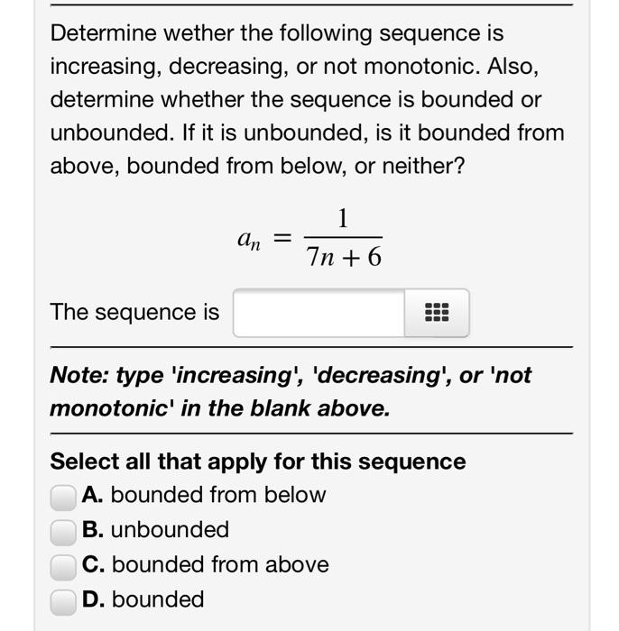 Solved Determine Wether The Following Sequence Is