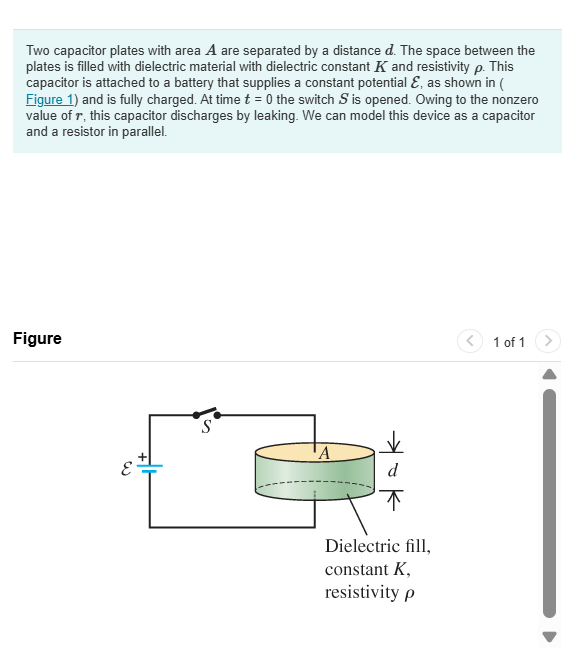 Solved Two capacitor plates with area A are separated by a | Chegg.com
