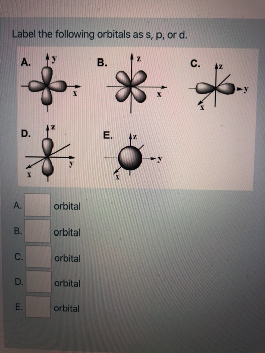 Solved Label the following orbitals as s, p, or d. & & &. | Chegg.com
