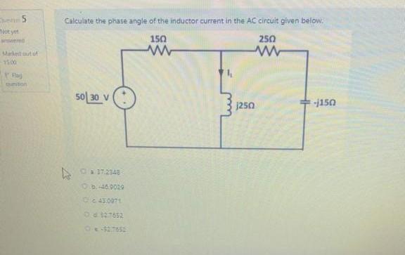 Solved 5 Boty Calculate the phase angle of the inductor | Chegg.com