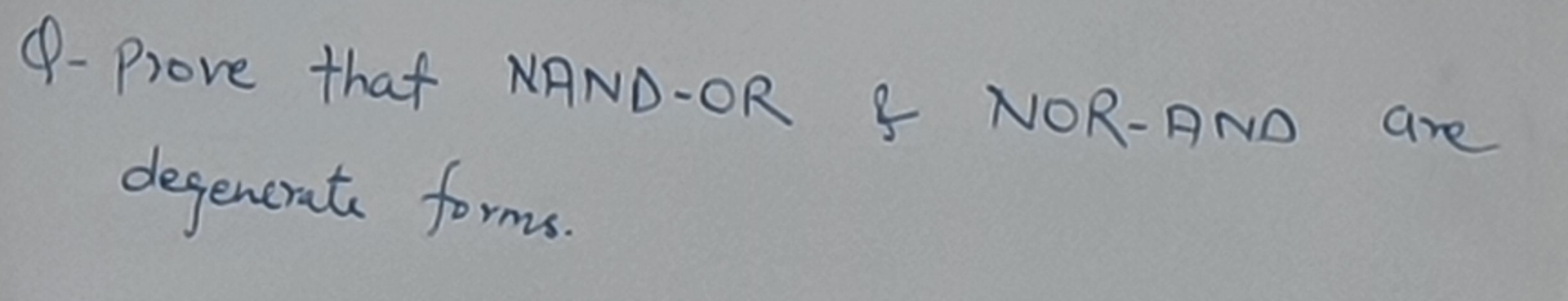 Solved Q- ﻿prove that NAND-OR & NOR-AND are degenerate | Chegg.com