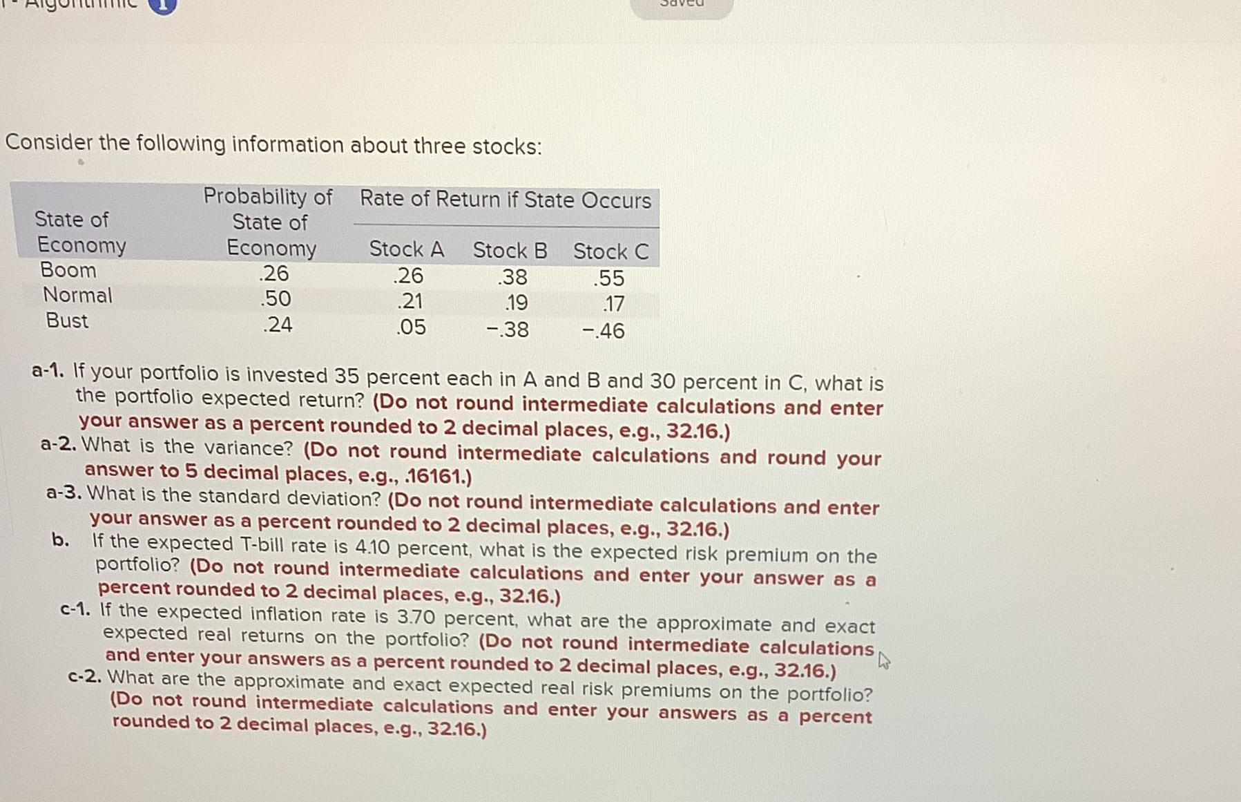 Solved Consider the following information about three | Chegg.com
