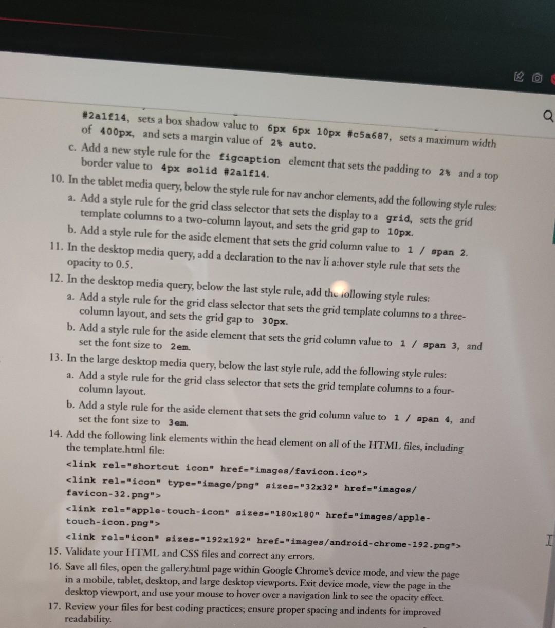 Lab 2: Integrating HTML 5 Semantic Elements for the | Chegg.com