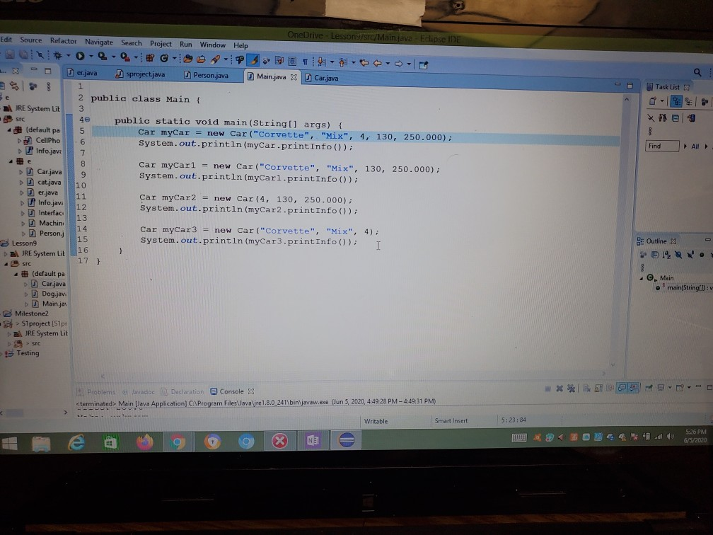 Solved 1. Complete the Car.java class: Include the following | Chegg.com