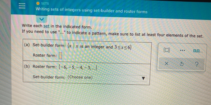 Solved SETS Writing sets of integers using set-builder and | Chegg.com