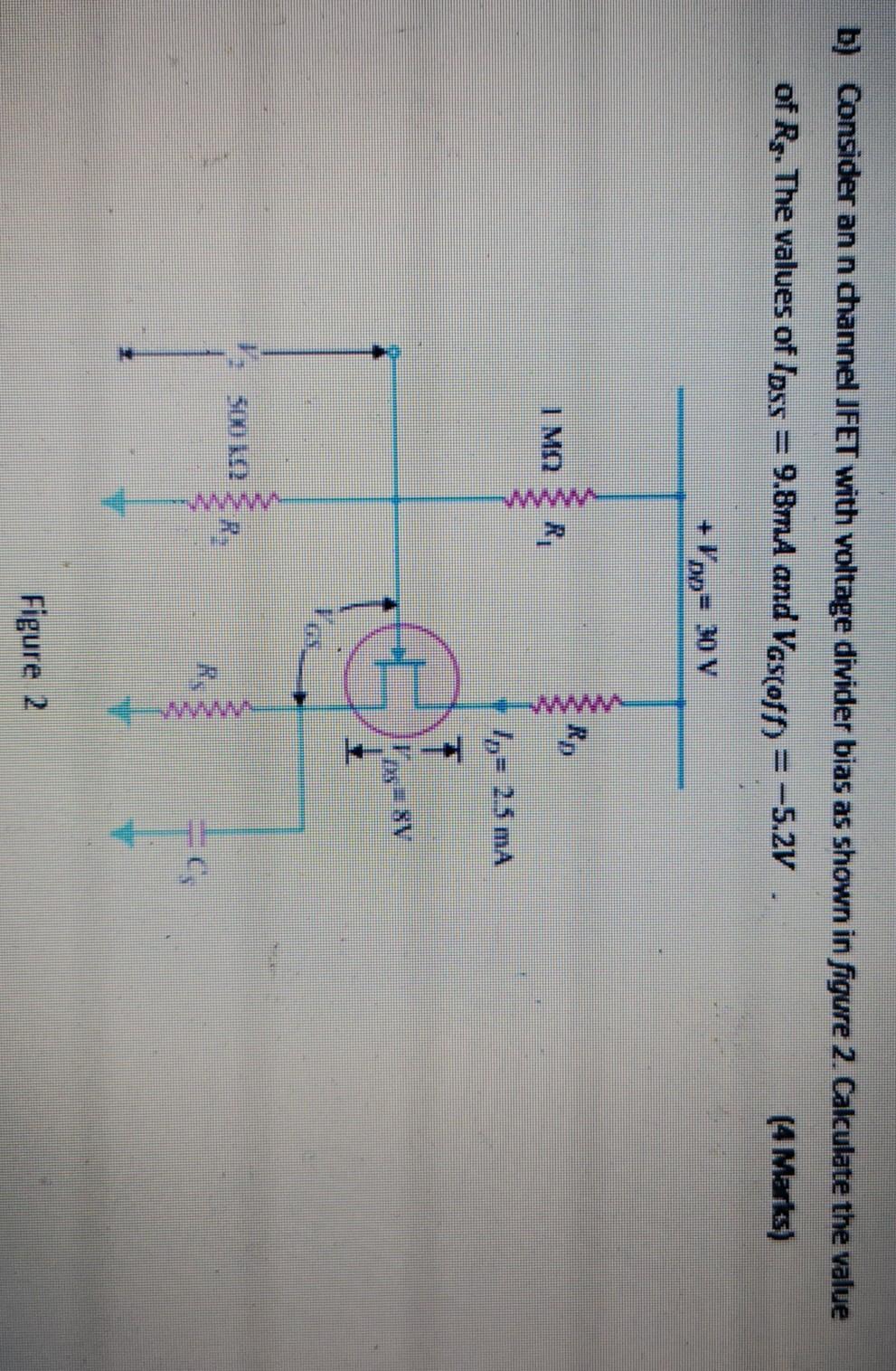 Solved b) Consider an n channel IFET with voltage divider | Chegg.com