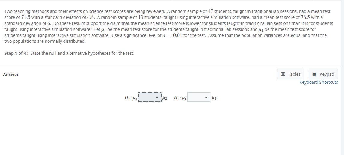 Solved Two teaching methods and their effects on science | Chegg.com