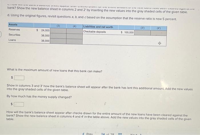 Solved Suppose that Big Bucks Bank has the simplified | Chegg.com