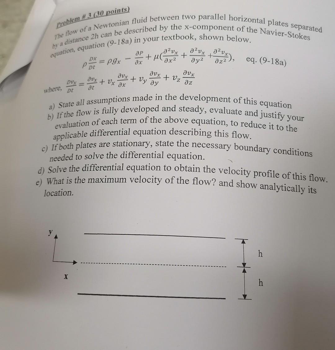 Solved problem \# 3 (30 points) the flow of a Newtonian | Chegg.com