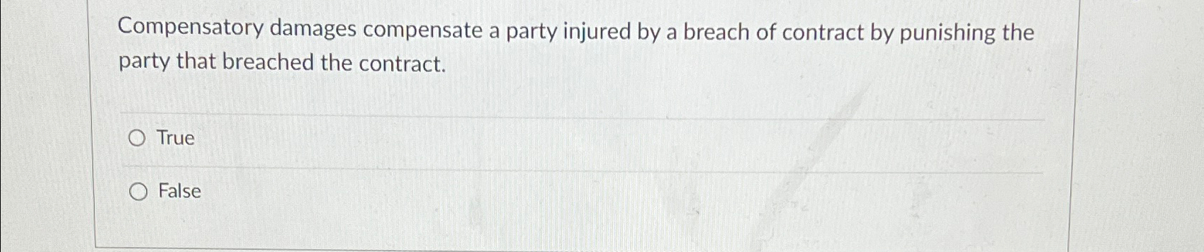 Solved Compensatory damages compensate a party injured by a | Chegg.com