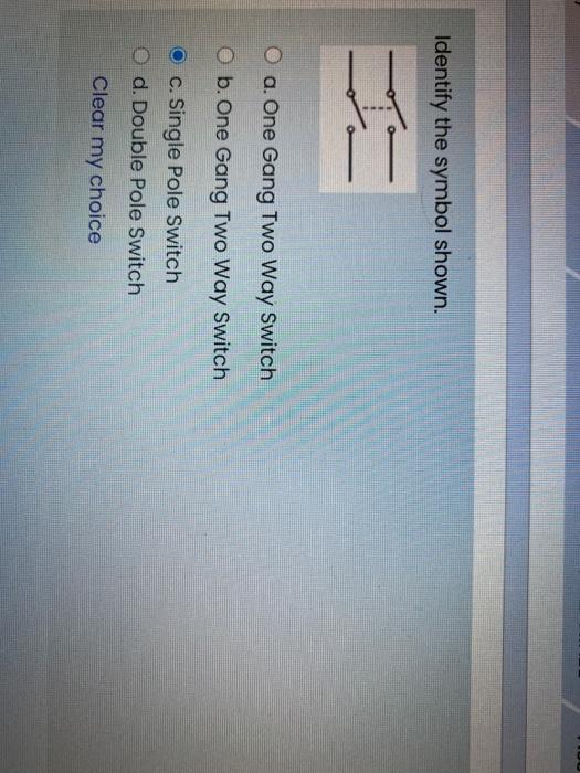 Solved Identify the symbol shown. 한 O a. One Gang Two Way | Chegg.com