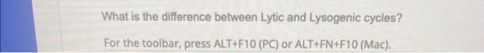 Solved What is the difference between Lytic and Lysogenic | Chegg.com