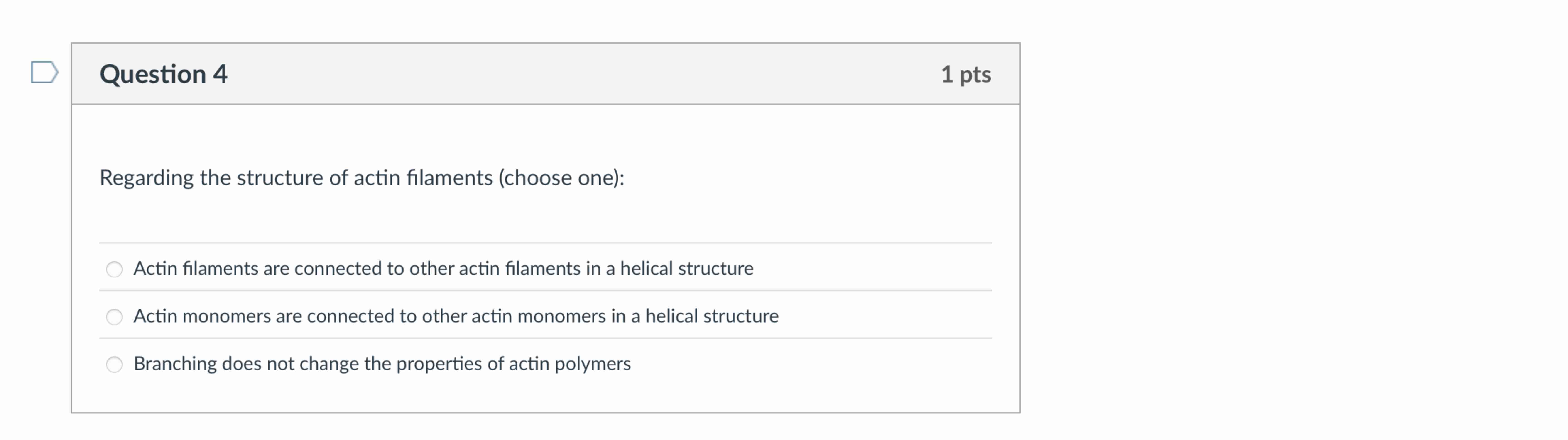 Solved Question 4Regarding the structure of actin filaments | Chegg.com