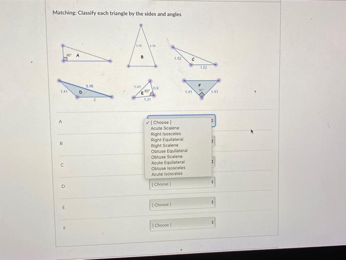 Solved Matching: Classify each triangle by the sides and | Chegg.com