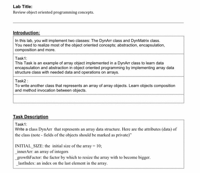 Solved Lab Title: Review object oriented programming | Chegg.com