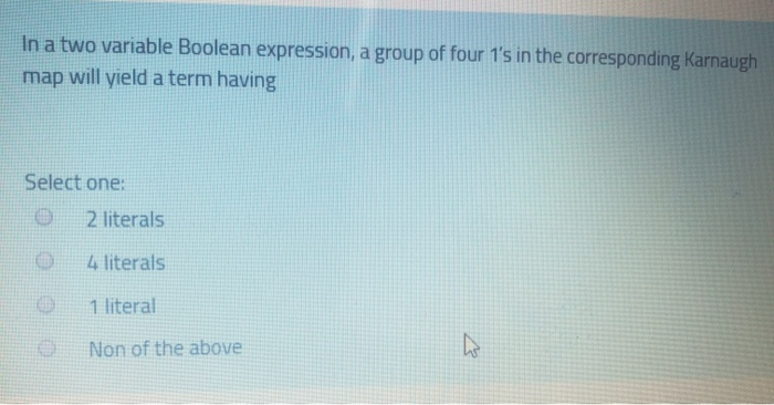 Solved In a two variable Boolean expression, a group of four | Chegg.com
