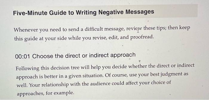 Writing negative messages - this is the subject of | Chegg.com