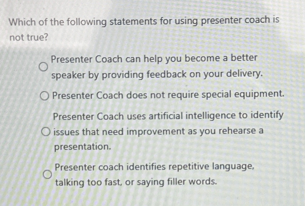 Solved Which of the following statements for using presenter | Chegg.com
