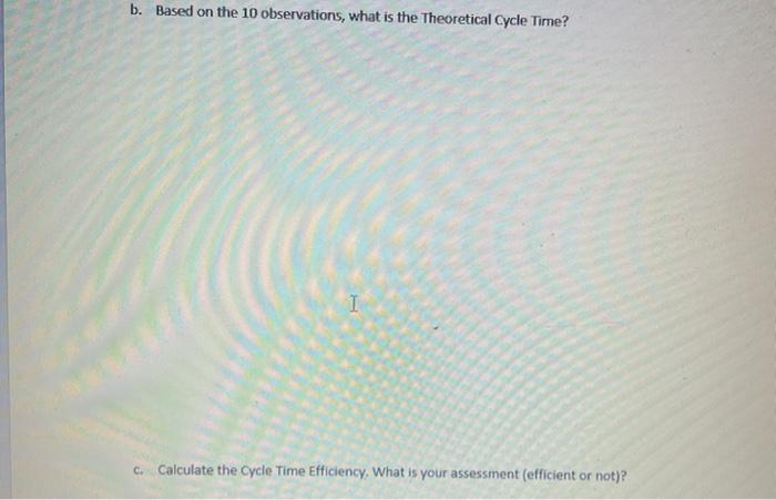 Solved In Class Exercise - Cycle Time Efficiency Cycle Time | Chegg.com
