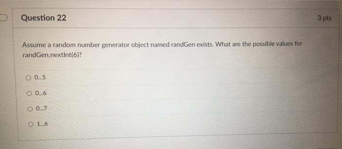 Solved Assume a random number generator object named randGen | Chegg.com