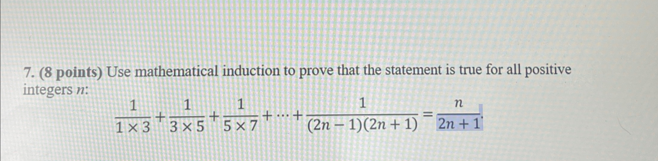 Solved (8 ﻿points) ﻿Use mathematical induction to prove that | Chegg.com