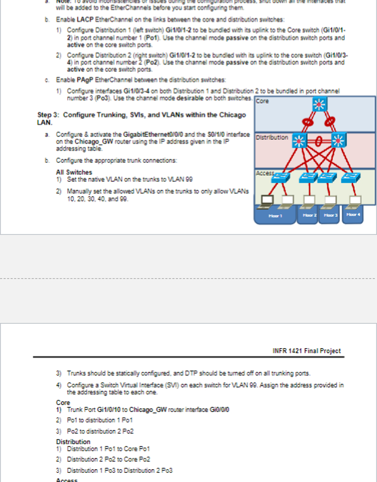 Solved b. ﻿Enable LACP EtherChannel on the links between the | Chegg.com