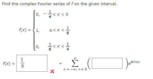 Solved Find the complex Fourier series of f ﻿on the given | Chegg.com