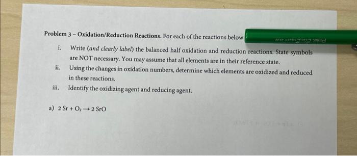 Solved Problem 3-Oxidation/Reduction Reactions. For each of | Chegg.com Solved Problem 3-Oxidation/Reduction Reactions. For each of | Chegg.com
