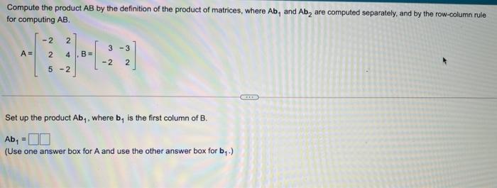 Solved Compute the product AB by the definition of the | Chegg.com