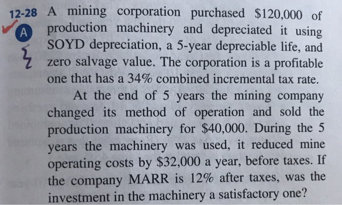 Solved 12-28 A mining corporation purchased $120,000 of A | Chegg.com