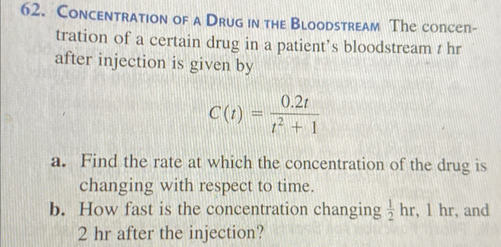 Solved Concentration of a Drug in the Bloodstream The | Chegg.com