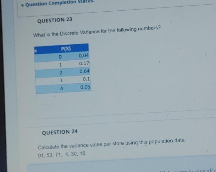 Solved QUESTION 15 What is the Discrete Standard Deviation | Chegg.com