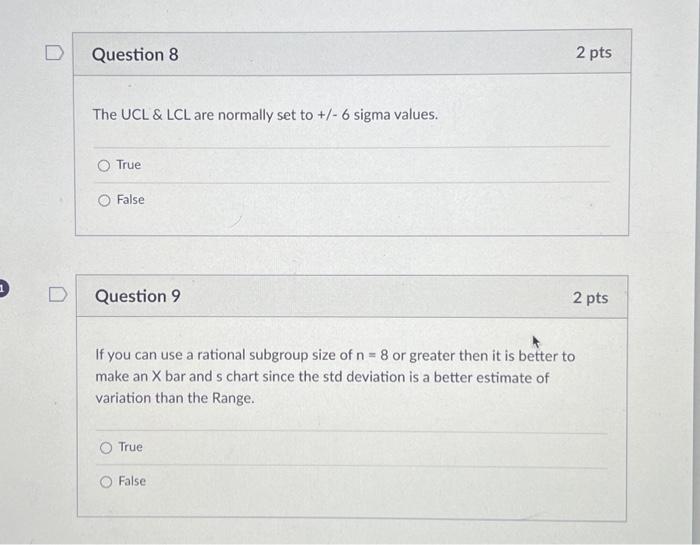 Solved The UCL \& LCL are normally set to +/−6 sigma values. | Chegg.com