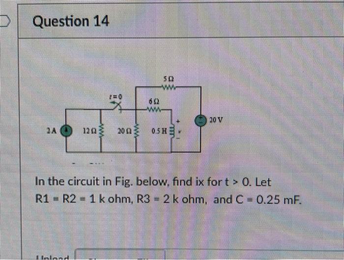 In the circuit in Fig. below, find ix for t>0. Let | Chegg.com