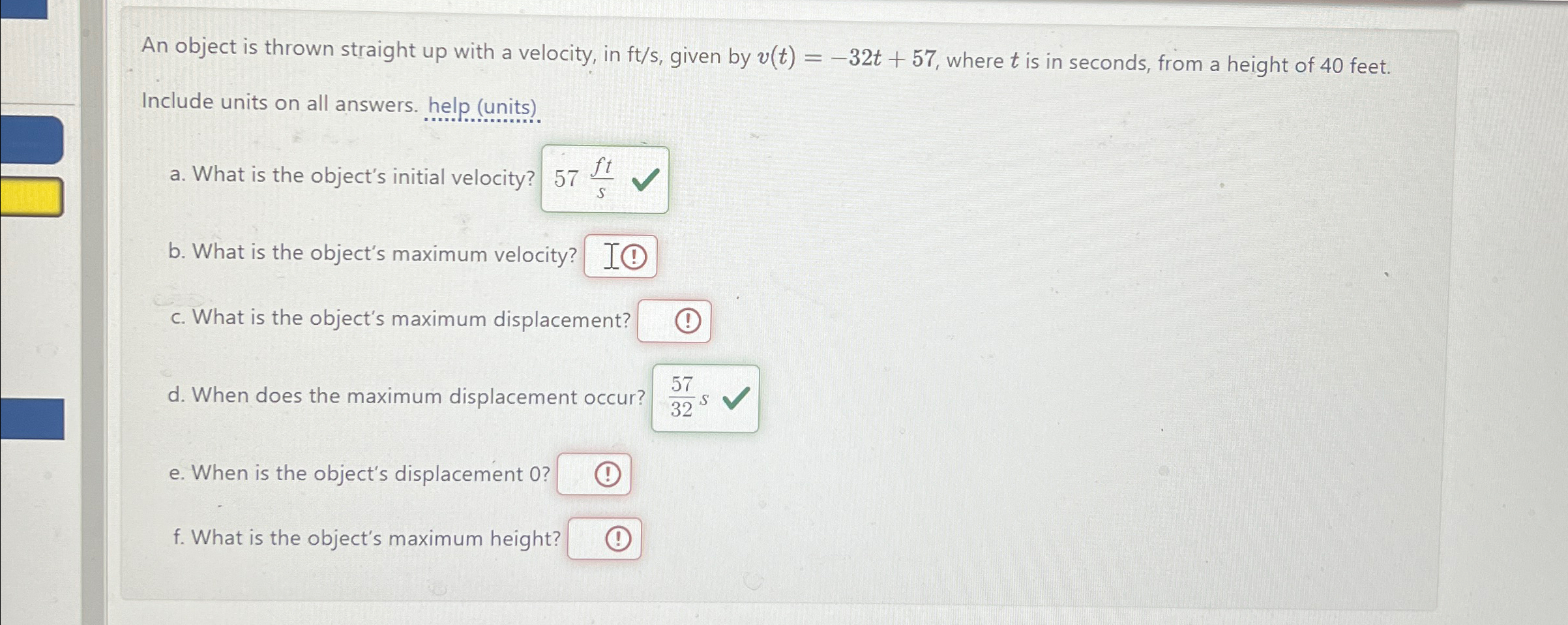 Solved An object is thrown straight up with a velocity, in | Chegg.com