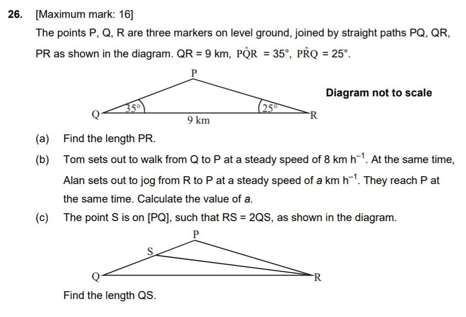 Solved [Maximum mark: 16] The points P,Q,R are three markers | Chegg.com
