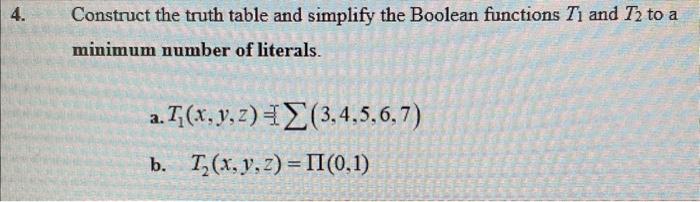 Solved Construct the truth table and simplify the Boolean | Chegg.com