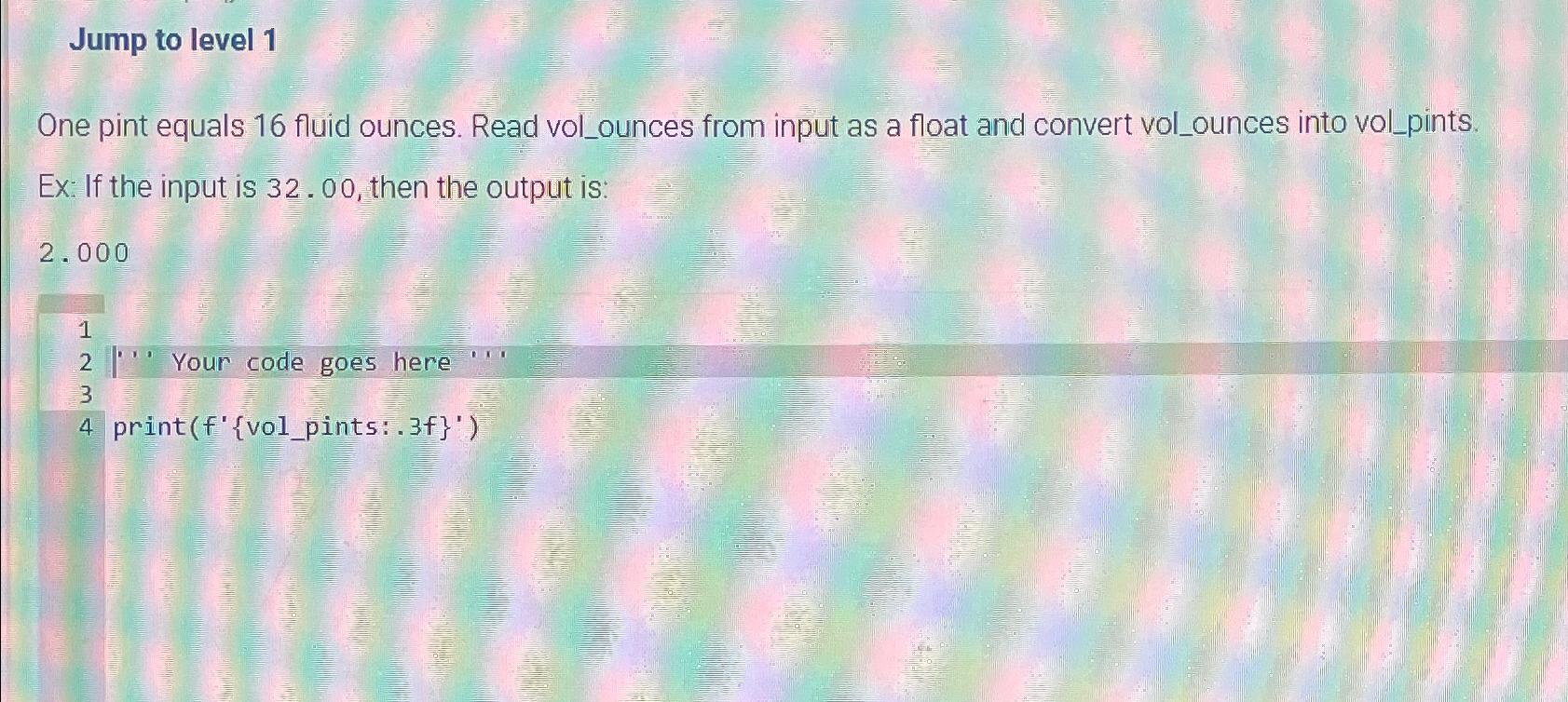 Solved Jump to level 1One pint equals 16 ﻿fluid ounces. Read | Chegg.com