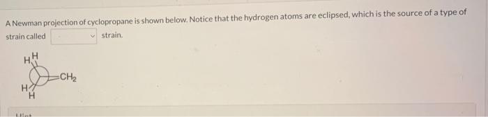 Solved A Newman projection of cyclopropane is shown below. | Chegg.com