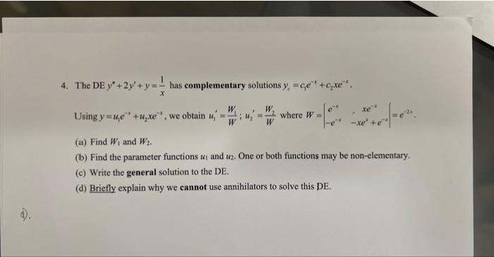 Solved Differential Equationsclearly typed out solution. | Chegg.com