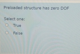 Solved Preloaded structure has zero DOFSelect one:TrueFalse | Chegg.com