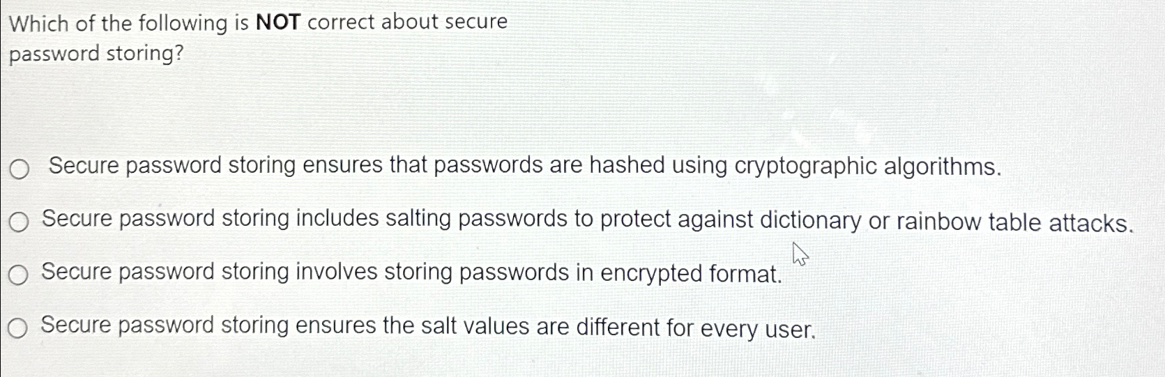 Solved Which of the following is NOT correct about secure | Chegg.com