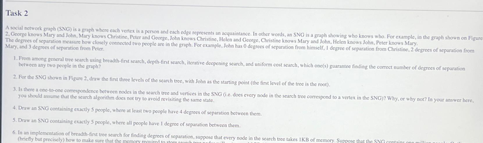 Solved Task 2 ﻿Mary, and 3 ﻿degrees of separation from | Chegg.com