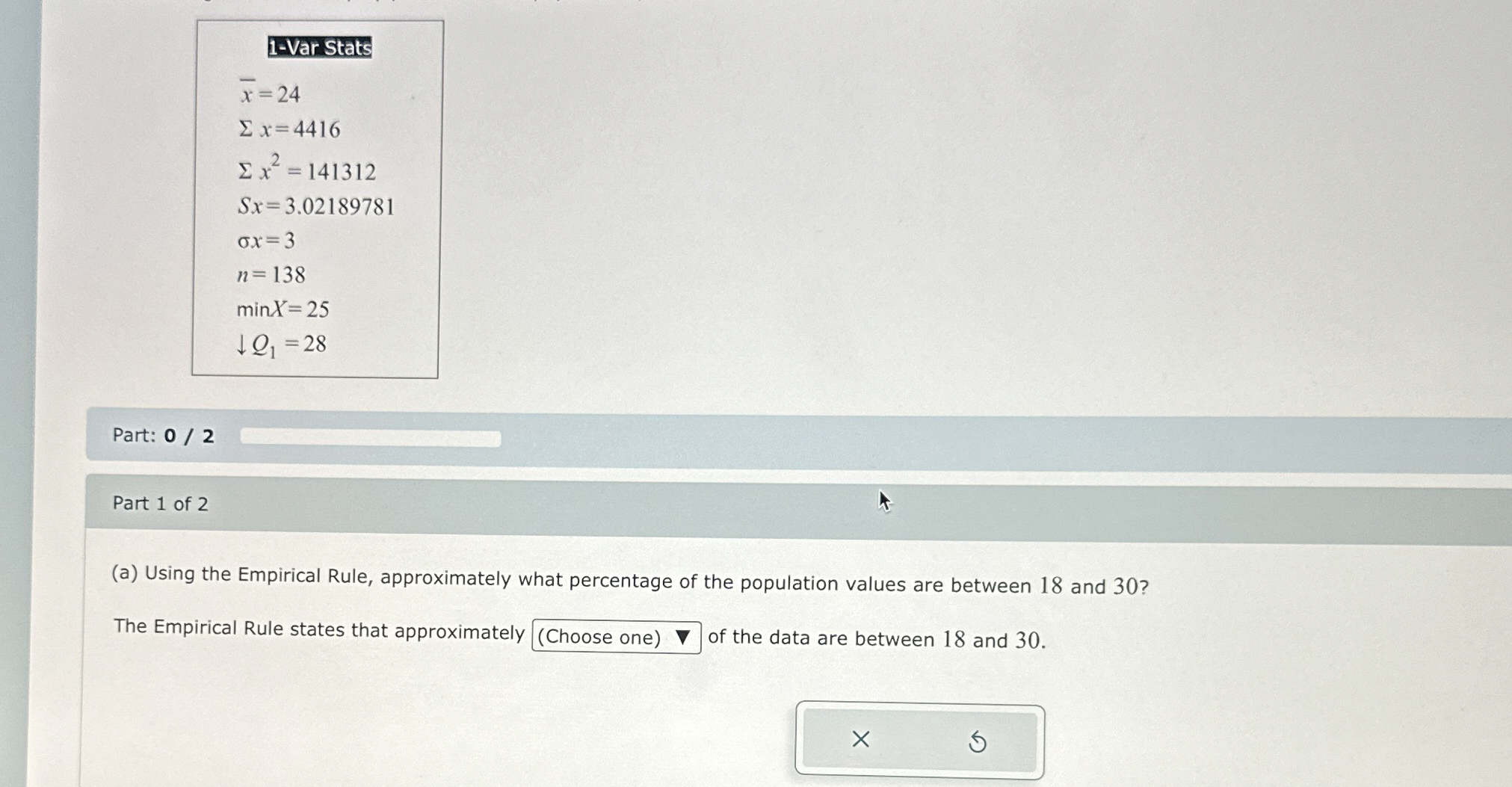 Part: 0//2 Part 1 ﻿of 2(a) ﻿Using the Empirical | Chegg.com